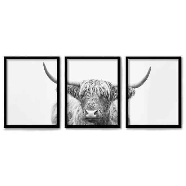 (Set of 3) Triptych Wall Art Wall Art Highland Bull Horns by Sisi and ...