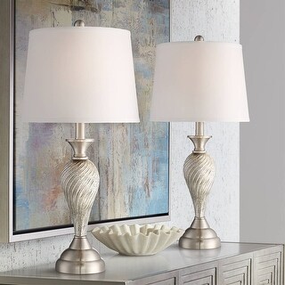 Brushed Nickel Twist Column Table Lamp Set of 2 - 25" x 12" - Bed Bath & Beyond - 38915732