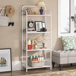 Bookshelf 4-Tier Free-Standing Open Shelf Display Rack, White - Bed ...