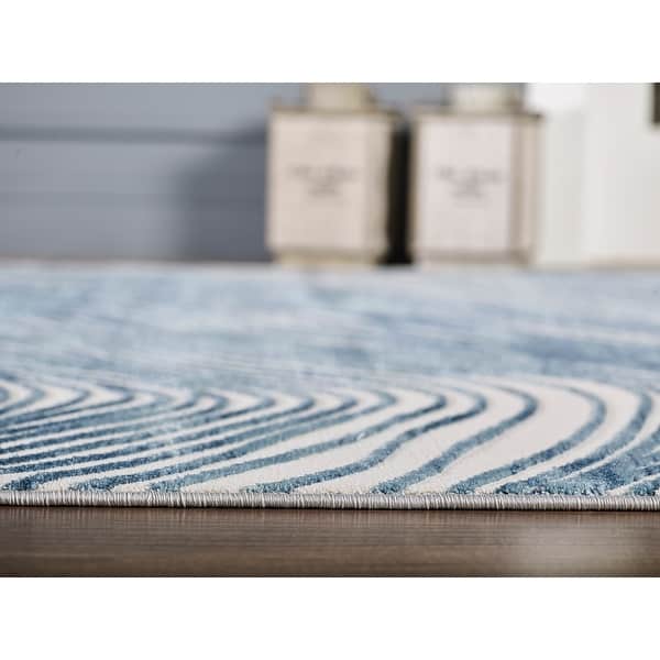 Abani Vista Abstract Blue and Off White Indoor Rug - Bed Bath & Beyond ...
