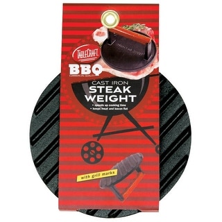 Tablecraft BBQ3015 Steak Weight with Wood Handle, Cast Iron, Gray - Bed ...