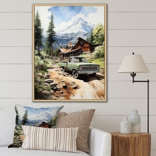 Designart "Pickup Truck Mountain Retreat" Pickup Truck Framed Wall Art ...