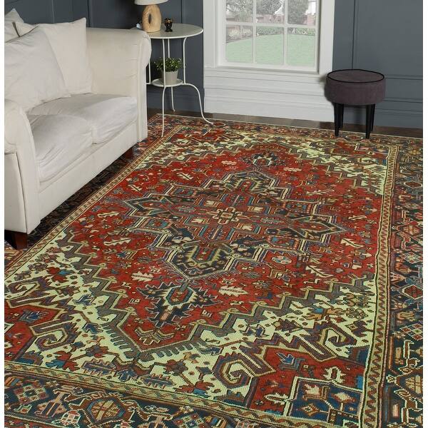 Noori Rug Fine Vintage Heriz Haywood Red/Ivory Rug - 7'9" x 11'2" - Bed ...