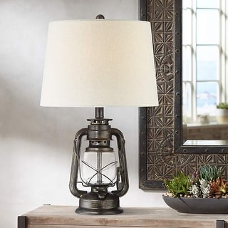 Murphy 23" Weathered Bronze Miner Lantern Table Lamp - 14" x 23" - Bed ...