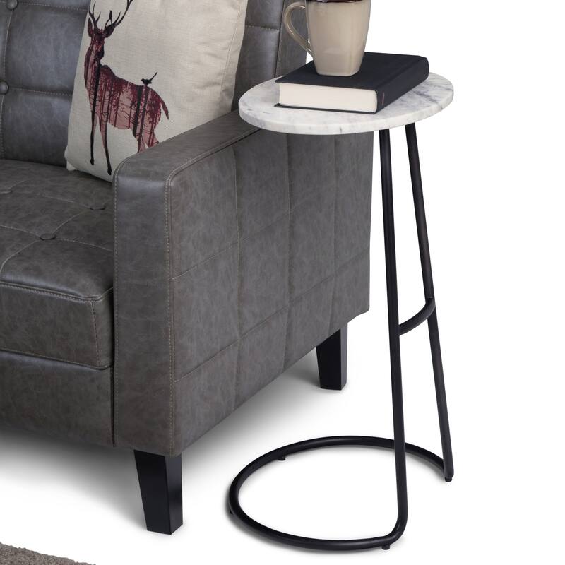 WYNDENHALL Trisha Contemporary 16 inch Wide Metal Marble Side Table in ...