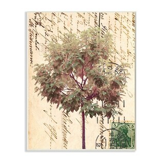 Stupell Vintage Postal Script Note Red Root Tree Wood Wall Art - Multi ...