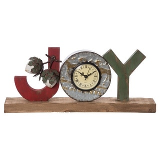 Transpac Wood 16 in. Multicolor Christmas Joy Clock - Bed Bath & Beyond ...