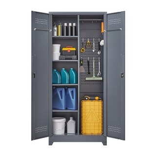 Metal Storage Cabinets,Cleaning Tool Cabinet with Locking Door - Bed ...