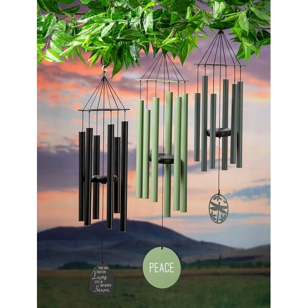 36 in. Laser Etched Painted Wood Hand Tuned Wind Chime, "Peace", Scale ...