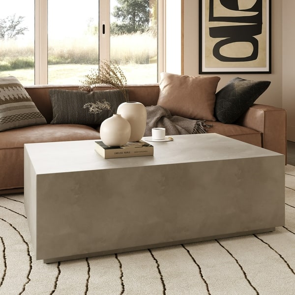 Modrest Fresno Modern Grey Concrete Coffee Table - Bed Bath & Beyond ...