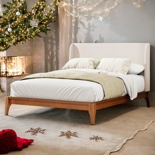 Brown Bamboo Full Size Natural Bamboo 12 Inch Platform Bed with Double ...