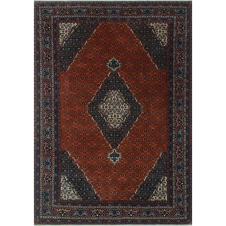 Fine Vintage Distressed Anar Rust/Navy Rug - 6'5" x 9'7" - Bed Bath ...