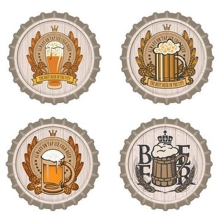 Set Of 4 Bottle Cap Shaped Beer Themed Coasters - Bed Bath & Beyond ...