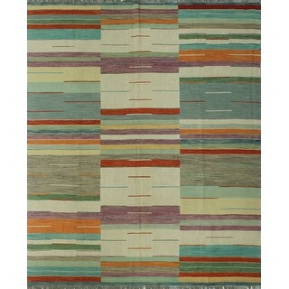 Hand-Woven Winchester Kilim Lean Ivory/Rust Rug - 8'2" x 9'10" - Bed ...
