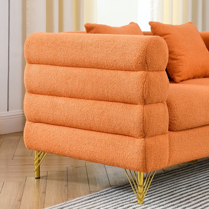bright orange sofa
