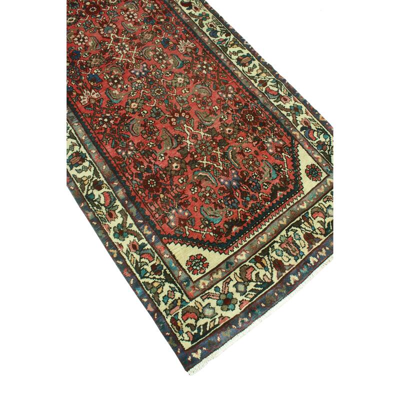 Fine Vintage Distressed Ariella Red/Ivory Runner - 3'5" x 9'10 ...