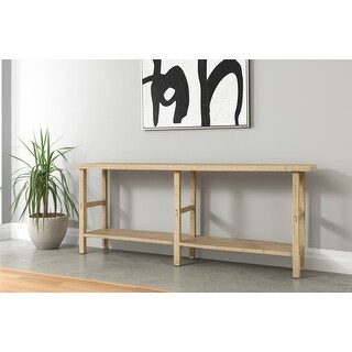 HomeRoots 77" Natural Solid Wood Distressed Six Leg Console Table With ...