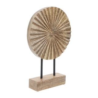Sagebrook Home 12" Wooden Pinwheel Sculpture - A Natural Brown Circular ...