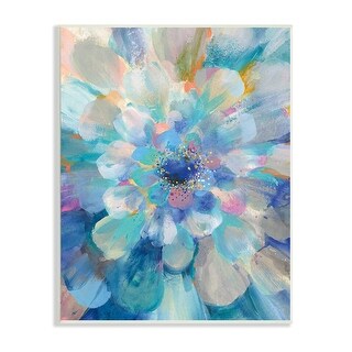 Stupell Abstract Layered Floral Petals Centric Blue Flower Wood Wall ...