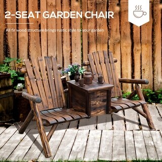 Wooden Chair Loveseat with Inset Ice Bucket Garden Chairs /Courtyard ...