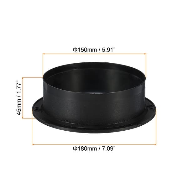 6" Duct Connector Flange ABS Ducting Airflow Tube Vent Connector Black ...