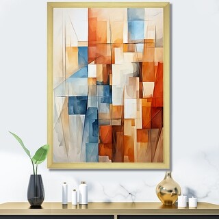 Designart "Cubism Fragmented Perspectives IV" Cubism Framed Wall Decor ...