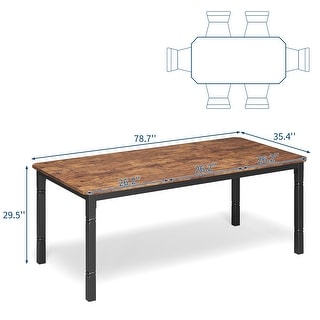 78.7" Farmhouse Dining Table for 6–8, Rustic Wood Table with Metal ...