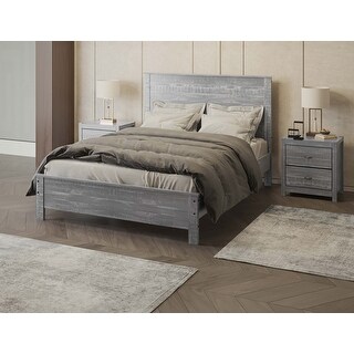 Modern Rustic Solid Wood Queen Bed: Box Spring Required - Bed Bath ...