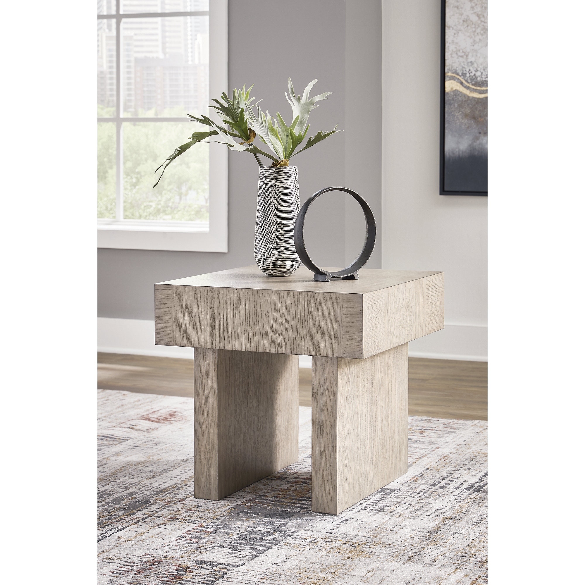 Signature Design by Ashley Jorlaina Light Grayish Brown End Table - 26 ...
