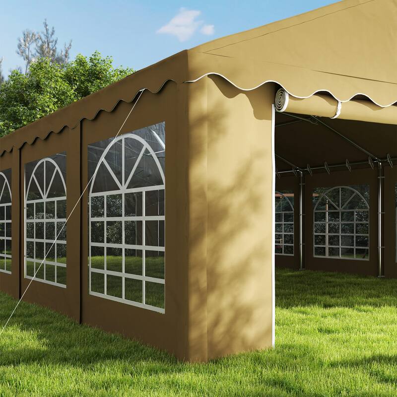 Outsunny 20' x 40' Heavy Duty Party Tent, Galvanized Outdoor Canopy ...