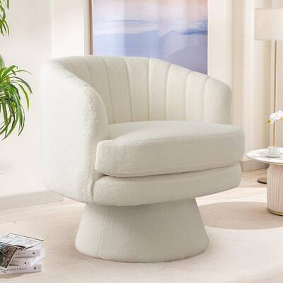 Swivel Barrel Chair with Lamb Wool Fabric - Overstock - 36830566