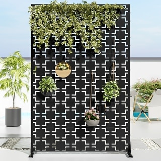 Dovelina 72in Outdoor Freestanding Metal Privacy Screen Decorative ...
