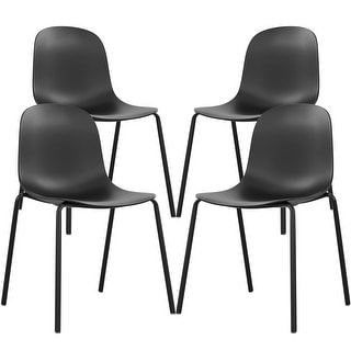 Modern Plastic Stackable Dining Chair Set of 4 with Metal Legs for Indoor or Outdoor - Bed Bath ...