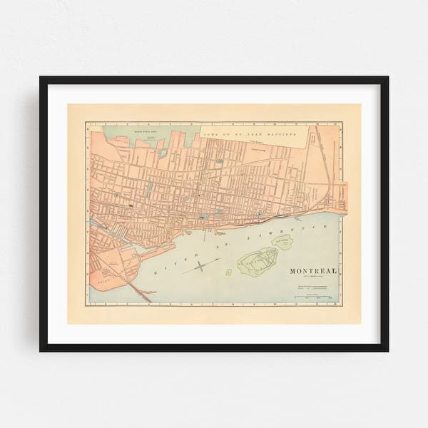 Map of Montreal Maps Retro Travel Vintage Art Print/Poster - Bed Bath ...