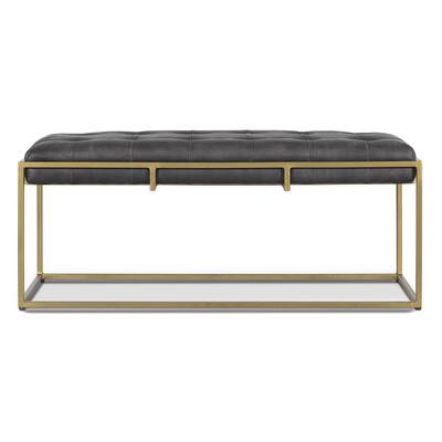 EdgeMod Glam Metal and Tufted Leather Curio Bench - Genuine Italian ...