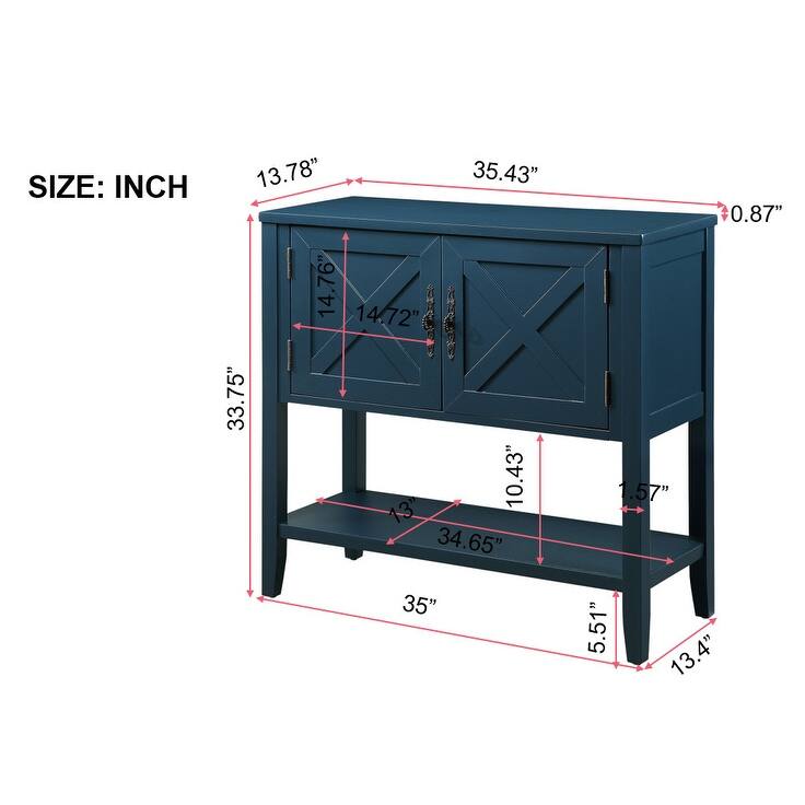 35'' Farmhouse Wood Buffet Sideboard Console Table with Bottom Shelf ...