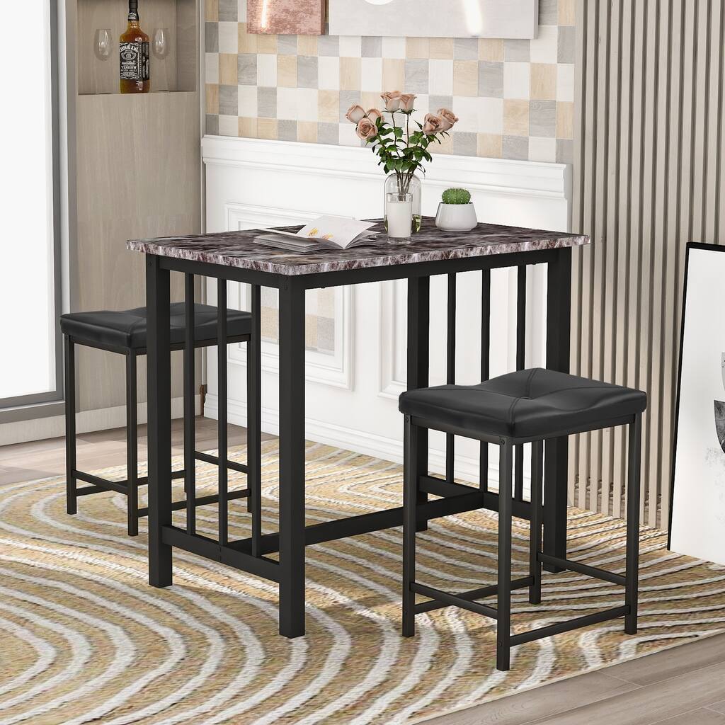 Nestfair 3-Piece Bar Table Set Kitchen Counter Height Dining Set ...