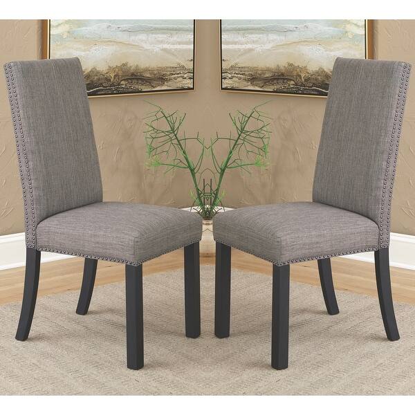 Casual Design Parson Dining Chairs with Nailhead Trim (Set of 2) - Bed ...