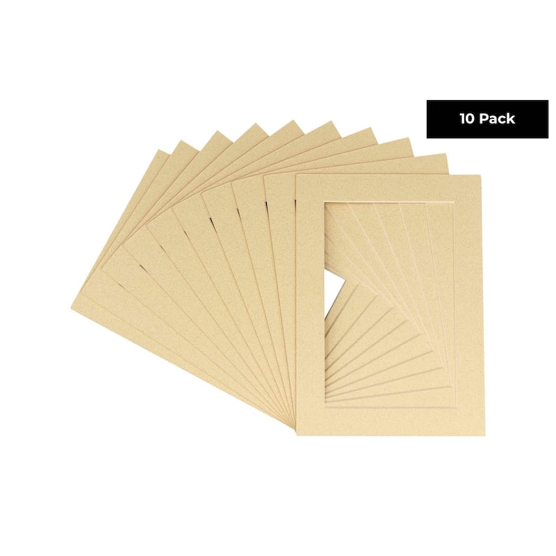 Pack of TEN 6x8 Mats Bevel Cut for 4x5 Photos - Acid Free Tan Precut ...