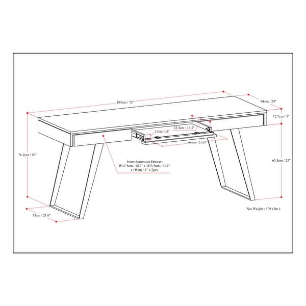 WYNDENHALL Mitchell SOLID WOOD Modern Industrial 72 inch Wide Large ...