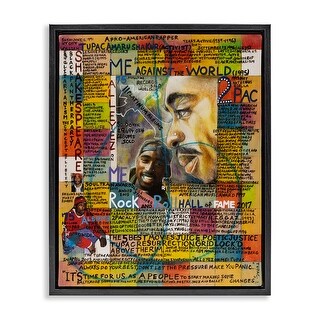 Stupell Tupac Musician Collage Framed Floater Canvas Wall Art Design By ...