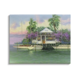 Stupell Coastal Boat Dock Tropical Palms Canvas Wall Art by Martin ...