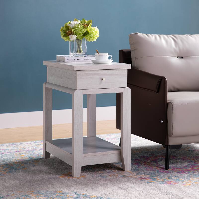 Chair Side End Table with One Drawer and Bottom Shelf, Accent Table ...