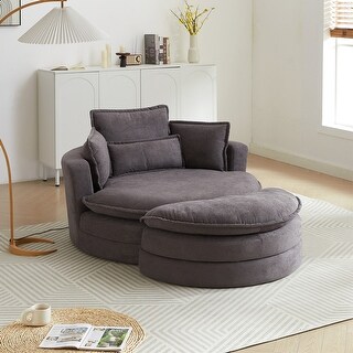 Lounge Club Big Round Chair with Storage Ottoman - Bed Bath & Beyond ...