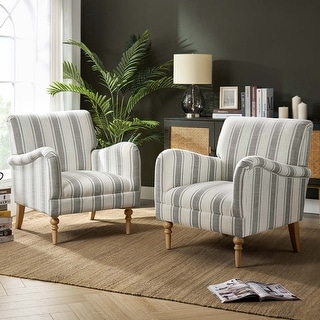 Seip Classic and Contemporary Striped Arm Chair with Spindle Wood Legs ...