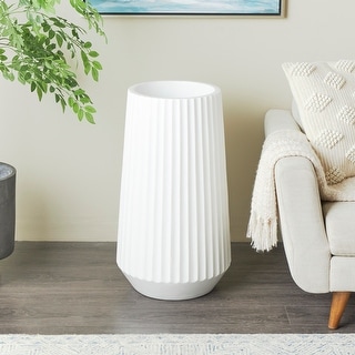 White Resin Large Ribbed Floor Vase - Bed Bath & Beyond - 39919105