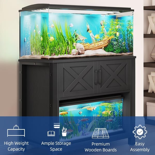 Moasis 40-50 Gallon Aquarium Stand Cabinet Fish Tank Stand with Power ...