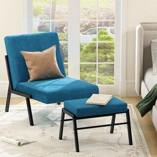 Grondin Modern Contemporary Velvet Upholstery Accent Chair with Ottoman ...