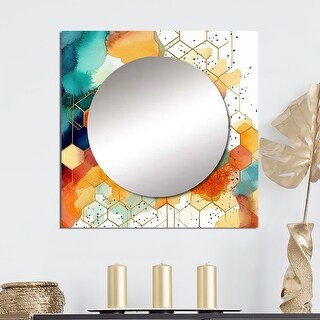 Designart "Colorfull Hexagone I" Abstract Shapes Wall Mirror - Abstract ...