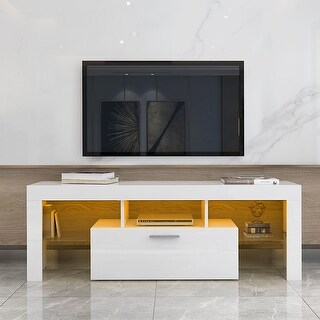 Modern TV Stand TV Console with LED Lights High Glossy Front TV Cabinet ...